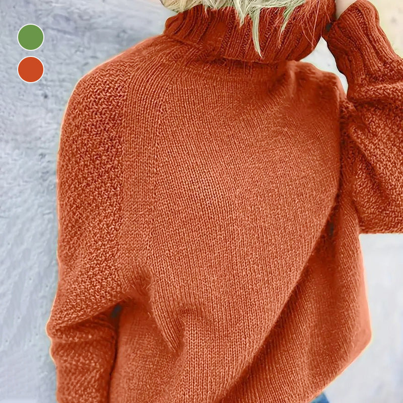 Pull à col roulé à manches longues de couleur unie pour femmes – bofoow